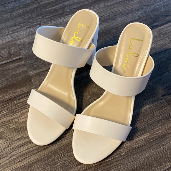 Lulus | Shoes | Lulus White Slide Heels | Poshmark